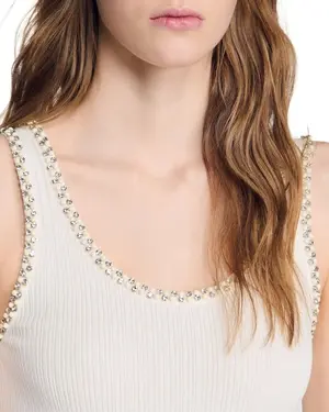 Sandro Boreale Rhinestone Knit Maxi Dress