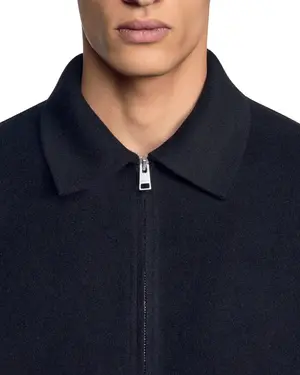 Sandro Double Face Wool Blend Zip Jacket