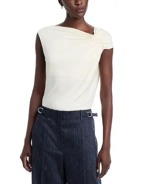 Hugo Boss Ejoia Asymmetrical Neck Top - Soft Cream