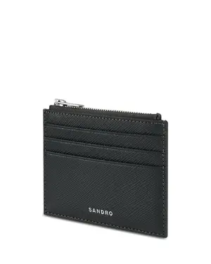 Sandro Synthetic Leather Zip Logo Card Holder
