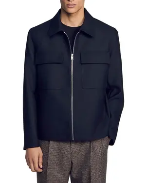 Sandro Theodore Patch Pocket Zip Jacket - Navy Blue