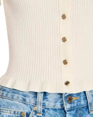 Sandro Area Ruffled Rib Knit Cardigan