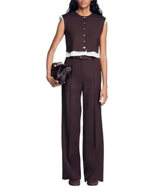 Sandro Andrews 2 In 1 Wool Blend Crop Top