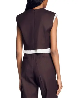 Sandro Andrews 2 In 1 Wool Blend Crop Top