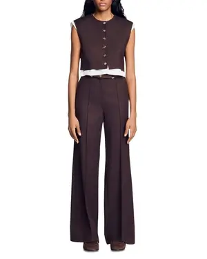 Sandro Andrews 2 In 1 Wool Blend Crop Top