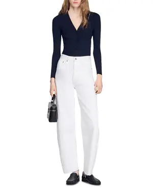 Sandro Gabriele Lace Panel Cardigan