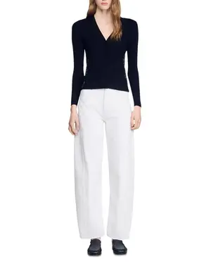 Sandro Gabriele Lace Panel Cardigan