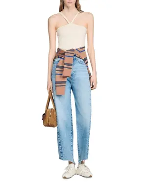 Sandro Arenadia Short Rib Knit Top