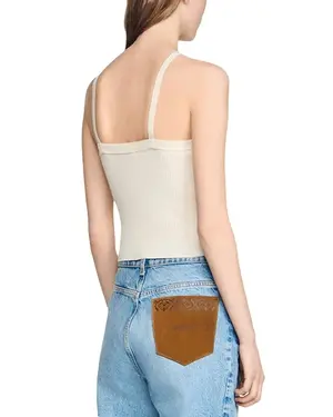 Sandro Arenadia Short Rib Knit Top