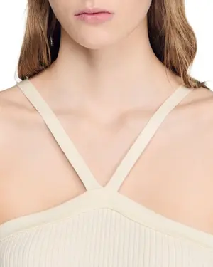 Sandro Arenadia Short Rib Knit Top