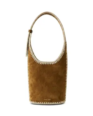 Veronica Beard Whipstitch Loop Suede Shoulder Bag - Acorn Multi