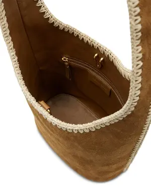Veronica Beard Whipstitch Loop Suede Shoulder Bag - Acorn Multi