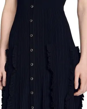 Sandro Pietrarose Ruffled Knit Maxi Dress