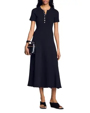 Sandro Milore Ribbed Knit Maxi Dress