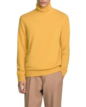 Sandro Cashmere Turtleneck Sweater - Mustard