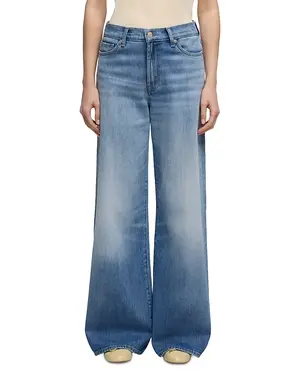 7 For All Mankind Lotta Tailorless High Rise Wide Leg Jeans - Chill Wave