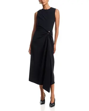 Veronica Beard Freja Sleeveless Asymmetric Midi Dress - Black