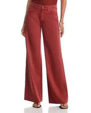 Veronica Beard Kasey Mid Rise Wide Leg Jeans - Rust