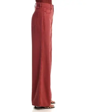 Veronica Beard Kasey Mid Rise Wide Leg Jeans - Rust