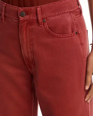 Veronica Beard Kasey Mid Rise Wide Leg Jeans - Rust