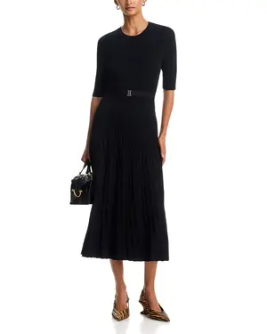 Veronica Beard Elthea Belted Midi Dress - Black