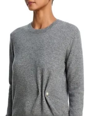 Veronica Beard Frankie Wool & Cashmere Sweater With Faux Pearl Pin