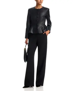 Veronica Beard Quinn Peplum Leather Jacket