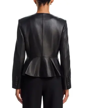Veronica Beard Quinn Peplum Leather Jacket