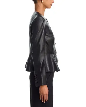 Veronica Beard Quinn Peplum Leather Jacket