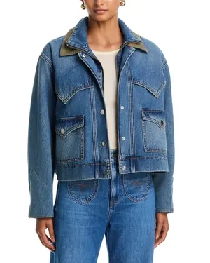 Veronica Beard Wegner Double Collar Denim Jacket