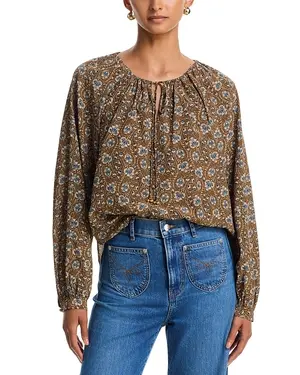 Veronica Beard Rhosen Long Sleeve Printed Blouse - Acorn Multi