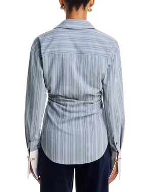 Veronica Beard Devra Ruched Button Down Shirt