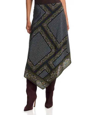 Veronica Beard Hartley Asymmetric Midi Skirt - Heritage Navy Multi