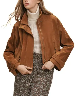 Veronica Beard Bateman Suede Zip-up Jacket