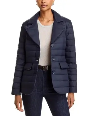 Veronica Beard Campbell Quilted Down Dickey Jacket - Navy