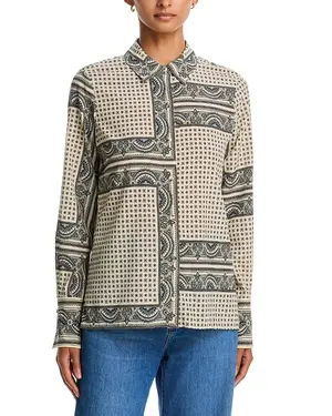 Veronica Beard Monique Button Down Shirt - Ecru Multi