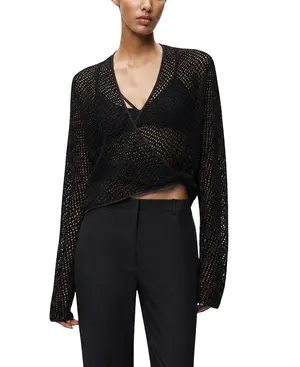 NOCTURNE Wrap Mesh Blouse Black