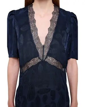Zadig&Voltaire Redox Paisley Jacquard Silk Midi Dress