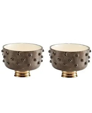 LUNARES Djembe Mini Round Bowl Set Of 2 - Bronze