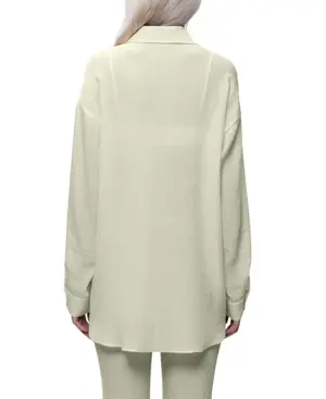 NOCTURNE Long Sleeve Button-up Shirt With Decorative Button Detail - Light Yellow