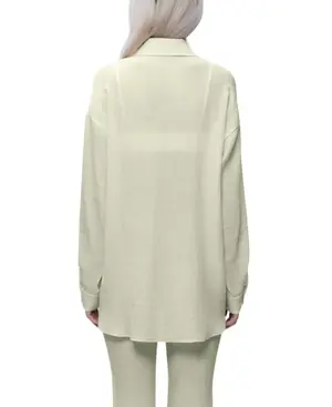 NOCTURNE Long Sleeve Button-up Shirt With Decorative Button Detail - Light Yellow