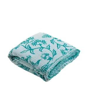 ZSA ZSA ZSU Costa Fringed Jacquard Oversized King Cotton Coverlet, 102 X 94 - Medium Green