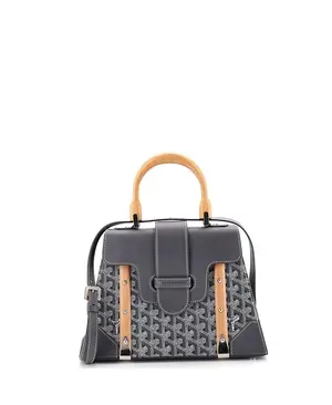Goyard Pm Saigon Top Handle Bag Coated Canvas With Leather Gray