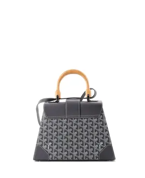 Goyard Pm Saigon Top Handle Bag Coated Canvas With Leather - Gray