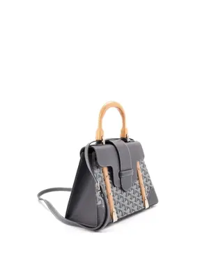 Goyard Pm Saigon Top Handle Bag Coated Canvas With Leather - Gray