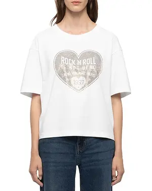 Zadig&Voltaire Taida Bc Heart Rhinestone Tee - White