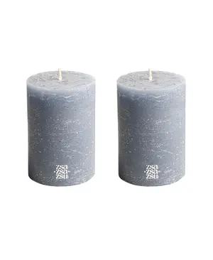 ZSA ZSA ZSU Deurne Pillar Candle Set Of 2, 0.38 Oz. Blue