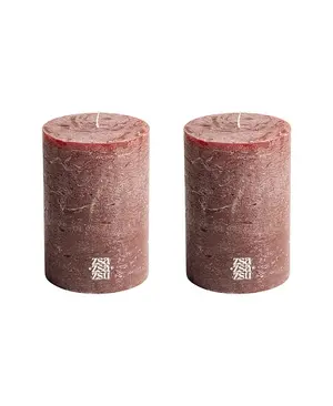 ZSA ZSA ZSU Deurne Pillar Candle Set Of 2, 0.38 Oz. Burgundy