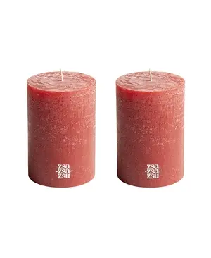 ZSA ZSA ZSU Deurne Pillar Candle Set Of 2, 0.38 Oz - Red