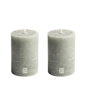 ZSA ZSA ZSU Deurne Pillar Candle Set Of 2, 0.38 Oz. Turquoise